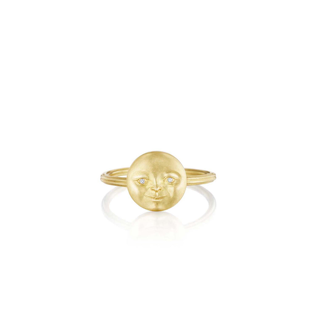 Gold Moonface Fluted Band Ring – Anthony Lent