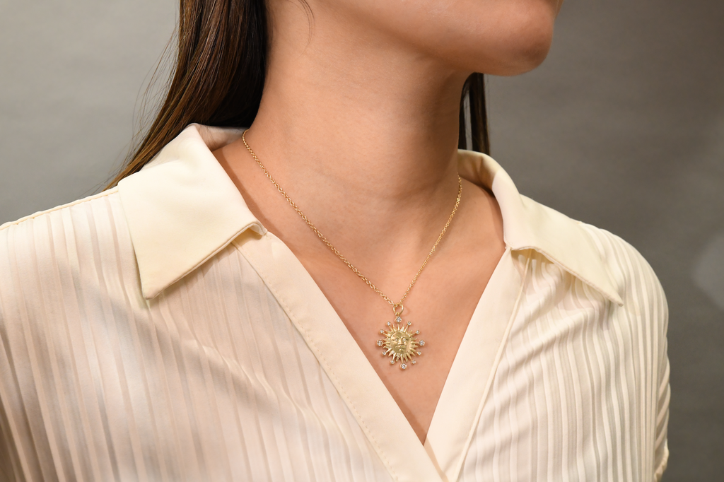 Small Diamond Ray Sunface Pendant – Anthony Lent