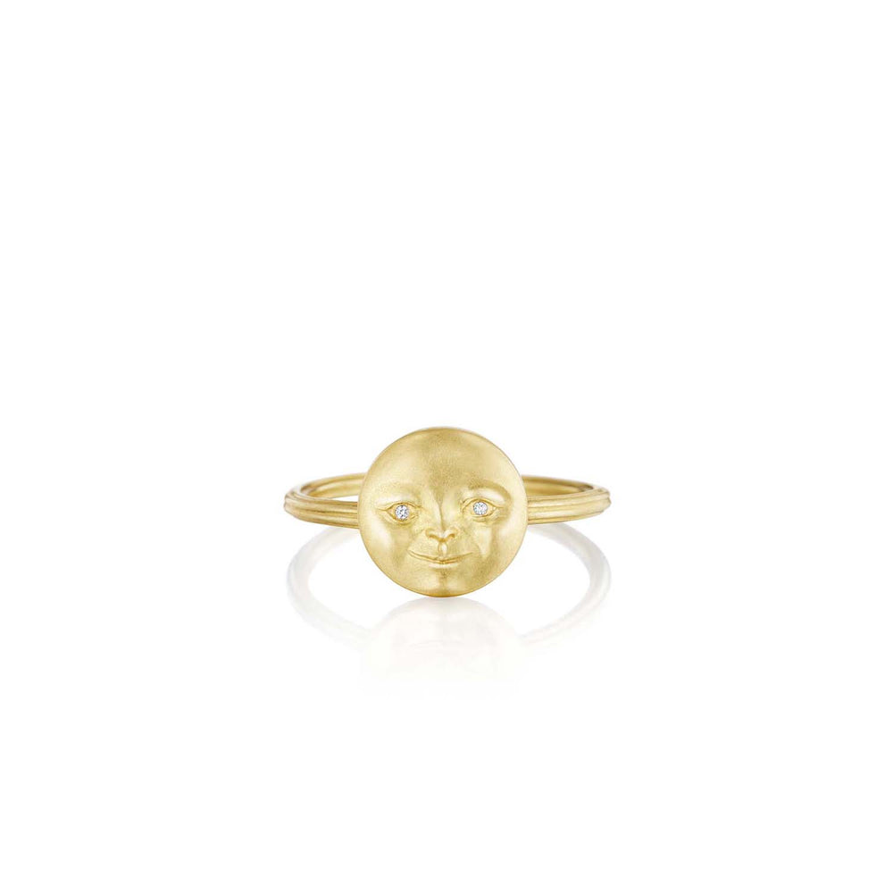 Gold Moonface Fluted Band Ring – Anthony Lent