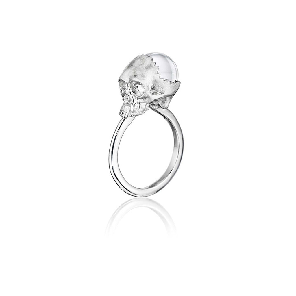 Sterling Silver Open Skull Ring with White Pearl – Anthony Lent
