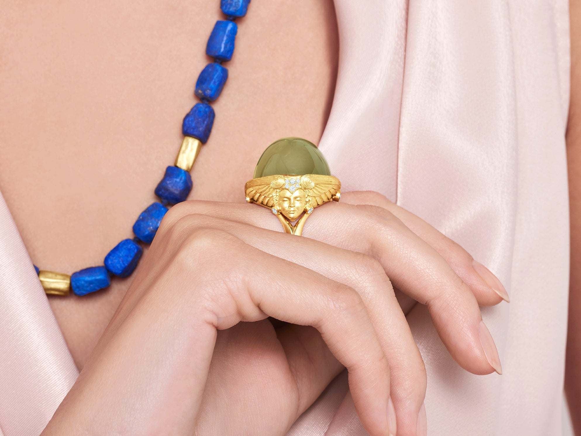 Green Honey Moonstone Morpheus Cocktail Ring – Anthony Lent